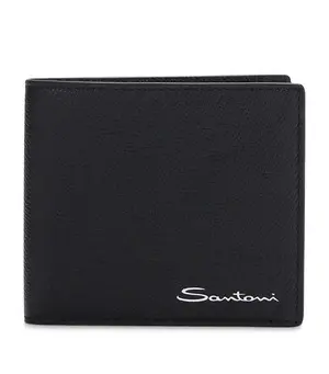 Santoni Textured Leather Wallet - Black