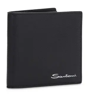 Santoni Textured Leather Wallet - Black