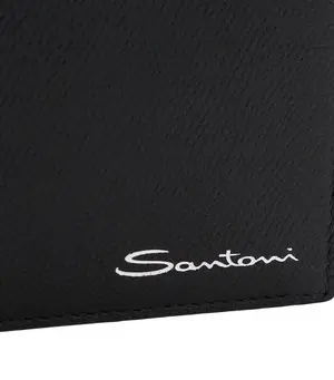 Santoni Textured Leather Wallet - Black