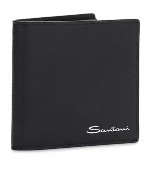 Santoni Textured Leather Wallet - Black