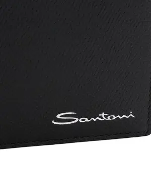 Santoni Textured Leather Wallet - Black