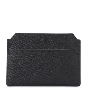 Santoni Textured Leather Card Holder - Black