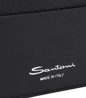 Santoni Textured Leather Card Holder - Black