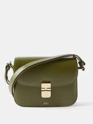 A.p.c. A.P.C. - Grace Smooth Leather Small Crossbody Bag - Womens - Khaki - ONE SIZE Green