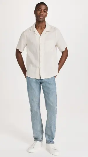 Onia Air Linen Convertible Camp Shirt - Stone