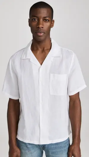 Onia Air Linen Convertible Camp Shirt - White