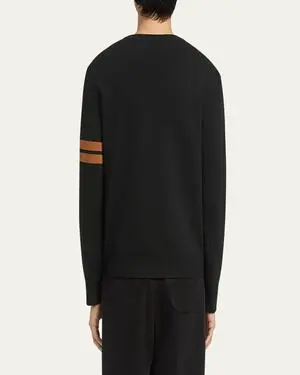 Zegna Signifier Stripe Crewneck Sweater - Black Solid