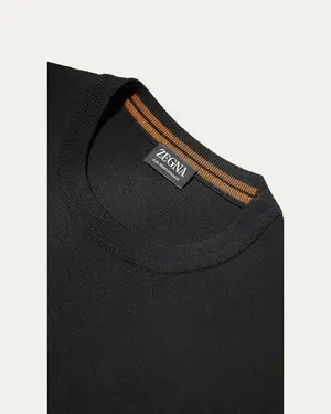 Zegna Signifier Stripe Crewneck Sweater - Black Solid