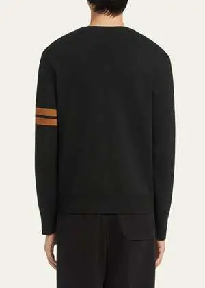 Zegna Signifier Stripe Crewneck Sweater - Black Solid
