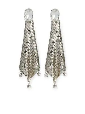 Rabanne Crystal-embellished Chainmail Drop Earrings - Silver
