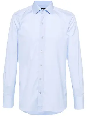 TOM FORD Plain Cotton Shirt - Blue