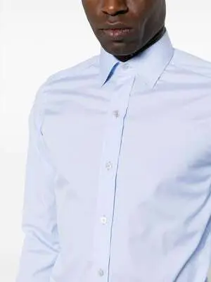 TOM FORD Plain Cotton Shirt - Blue