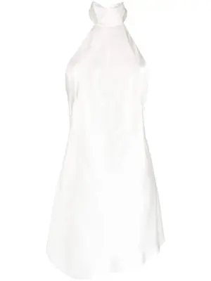 Michelle Mason Halterneck Minidress - Neutrals