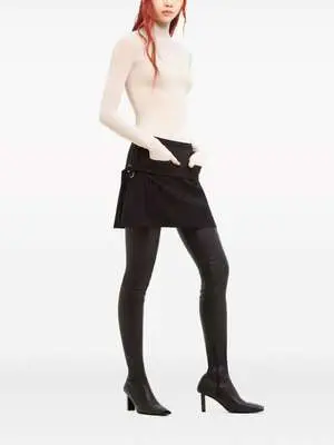 COURREGES Pinstriped Virgin Wool Mini Skirt