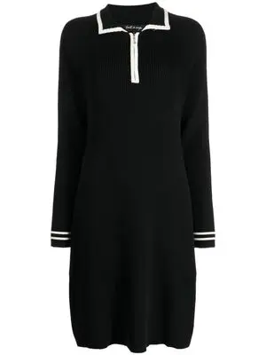 TOUT A COUP Stripe-trim Polo Dress - Black