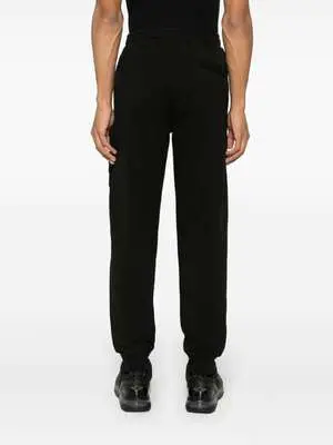 Stone Island Compass-appliqué Cotton Track Pants - Black