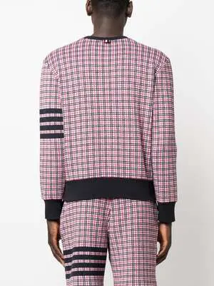 Thom Browne Checked Jacquard Crew-neck Sweatshirt
