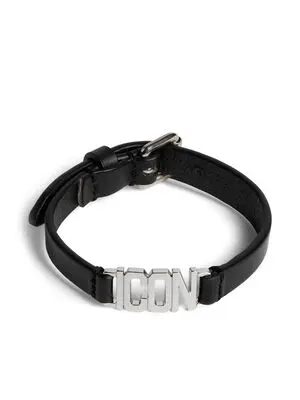 Dsquared2 Icon Leather Buckle Bracelet - Black