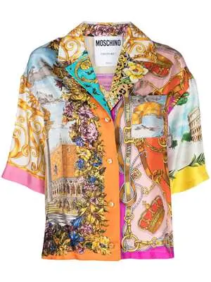 Moschino Graphic-print Silk Shirt - Orange