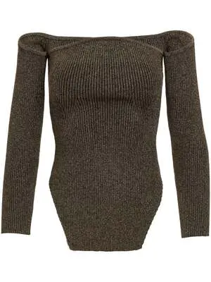 Khaite The Maria Off-shoulder Jumper - Green