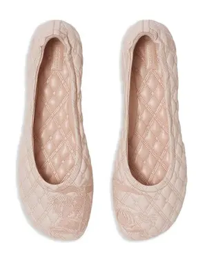 Burberry Sadler Leather Ballerina Shoes - Pink