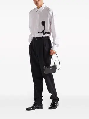 Prada Small Brique Brushed Crossbody Bag - Black