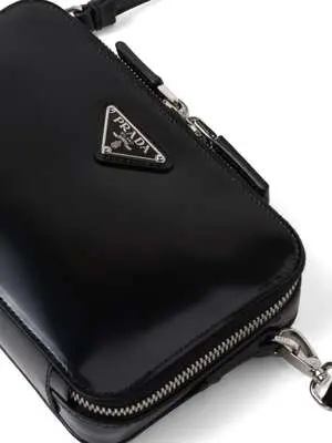 Prada Small Brique Brushed Crossbody Bag - Black