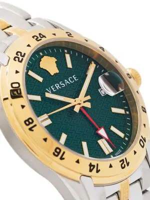 Versace Greca Time Gmt 41mm Watch - Green