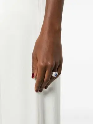 STATEMENT Sterling Diamond And Tanzanite Cocktail Ring - Silver