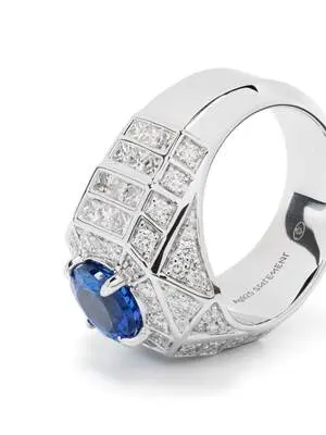 STATEMENT Sterling Diamond And Tanzanite Cocktail Ring - Silver