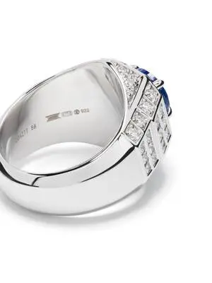 STATEMENT Sterling Diamond And Tanzanite Cocktail Ring - Silver