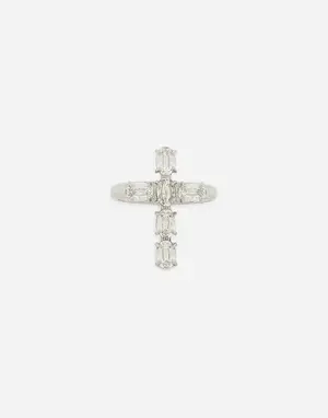 Dolce & Gabbana Silver Cross Ring - Crystal