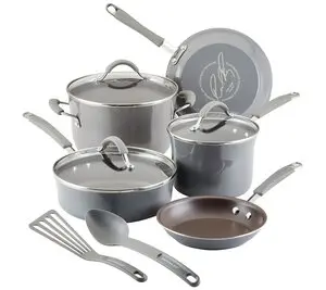 RACHAEL RAY Cucina Nonstick Cookware Set, 10pc, Sea Salt Gray - One-color