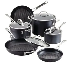 ANOLON X Hybrid Nonstick Aluminum 10pc Cookware Set - One-color