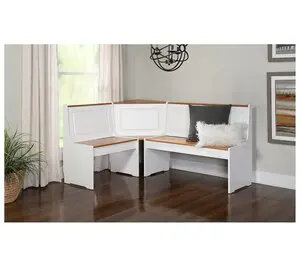 LINON Archer Corner Nook White Set W / Storage