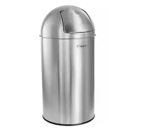 ELAMA 50-liter Push Lid Stainless Steel Cylinde R Trash Can - Silver