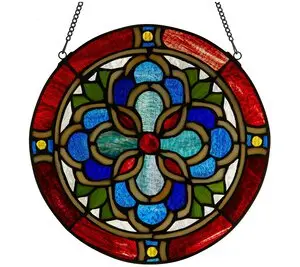 RIVER OF GOODS 12'h Tiffany-style Stained Glass Window Panel - One-color