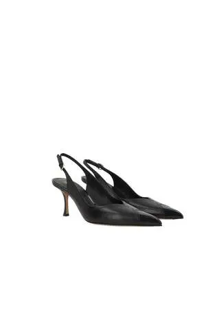 FERRAGAMO Slingbacks With Heel - Black Patent Leather