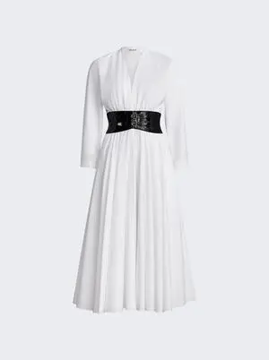 ALAÃA Belted Japanese Poplin Midi Dress
