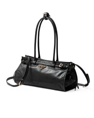 Prada Medium Leather Handbag - Black