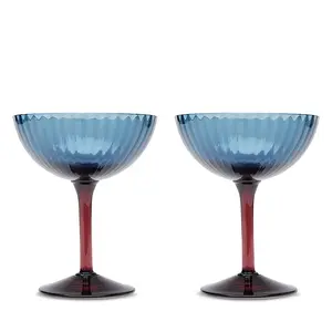 La DoubleJ Champagne Coupe Glasses, Set Of 2 Blue Fumé