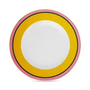 La DoubleJ Painted Trim Dinner Plates, Set Of 2 - Rainbow Giallo