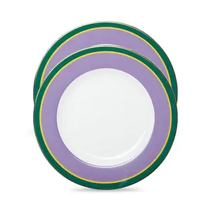 La DoubleJ Painted Trim Dinner Plates, Set Of 2 Rainbow Viola