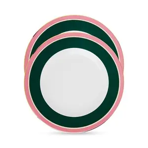 La DoubleJ Painted Trim Dinner Plates, Set Of 2 Rainbw Verde