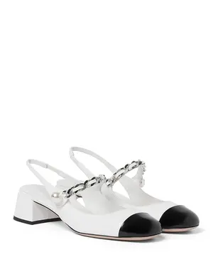 Miu Miu Cap-toe Slingback Pumps - Bianco/nero