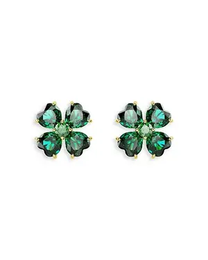 SWAROVSKI Idyllia Crystal Clover Stud Earrings - Green/gold