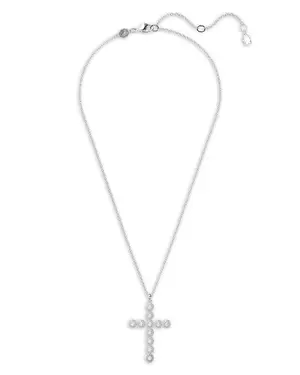 SWAROVSKI Insigne Crystal Cross Pendant Necklace, 15.75-18.5