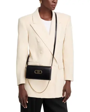 FERRAGAMO Double Gancio Leather Shoulder Bag - Nero