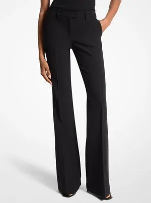 Michael Kors Haylee Stretch Pebble Crepe Flared Trousers - Black