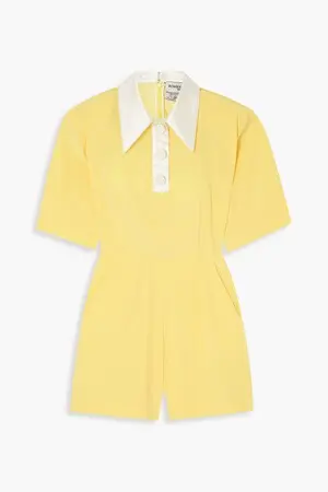 ROWEN ROSE Satin-trimmed Cady Playsuit - Yellow